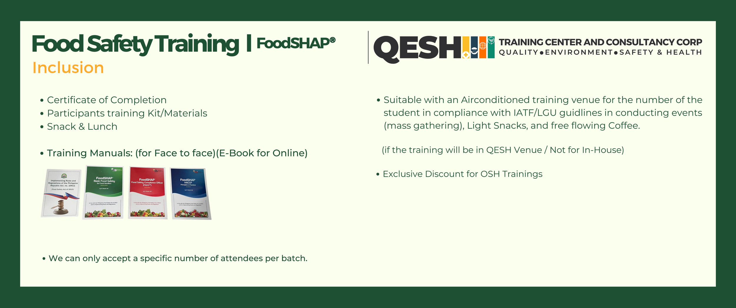 QESH Training Center - Be a trained Safety Officer in the Philippines