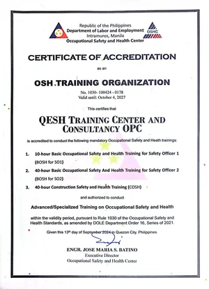 QESH Training Center - Be a trained Safety Officer in the Philippines