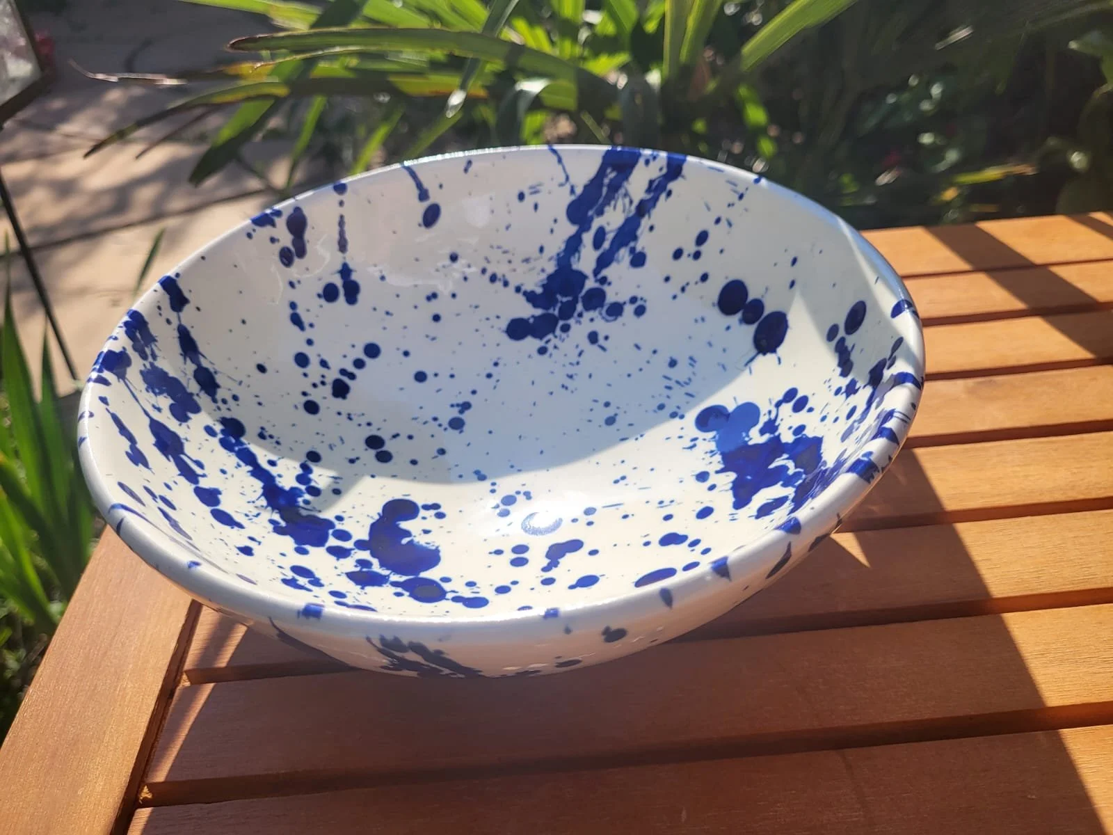 Buy this Hand-painted blue and white splatter-style Spanish pottery ...