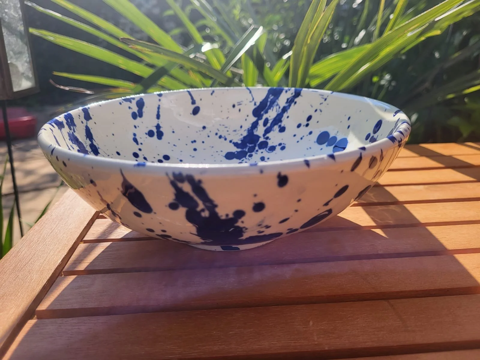 Buy this Hand-painted blue and white splatter-style Spanish pottery ...