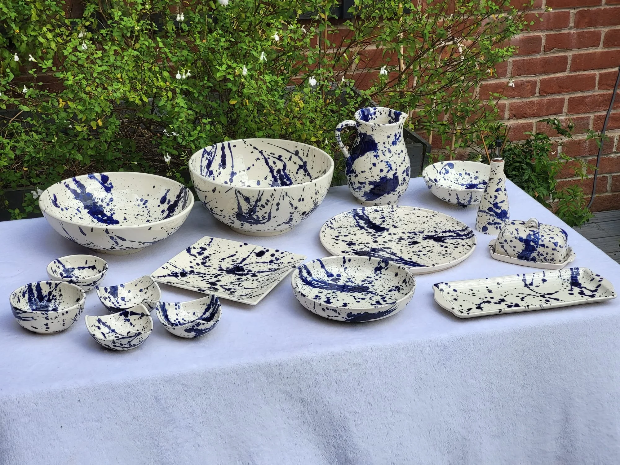 Buy this Hand-painted blue and white splatter-style Spanish pottery ...