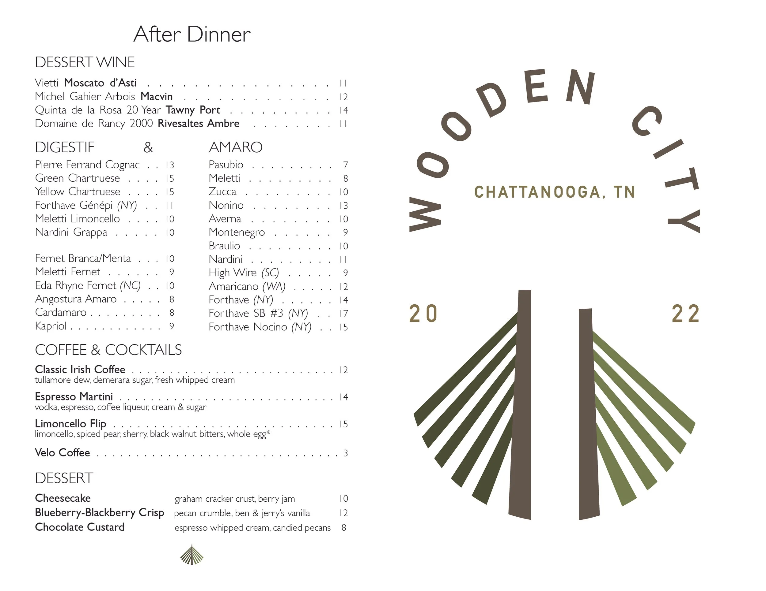Menus — WOODEN CITY CHATTANOOGA