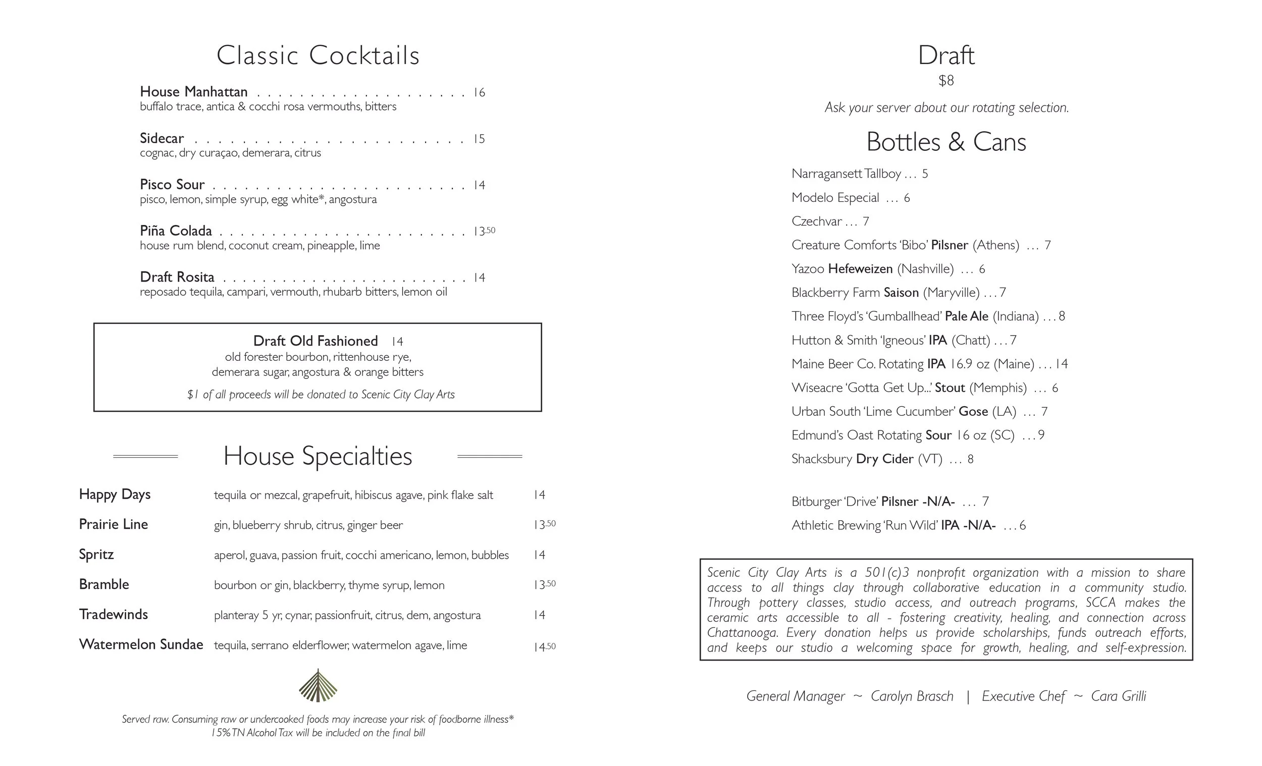 Menus — WOODEN CITY CHATTANOOGA