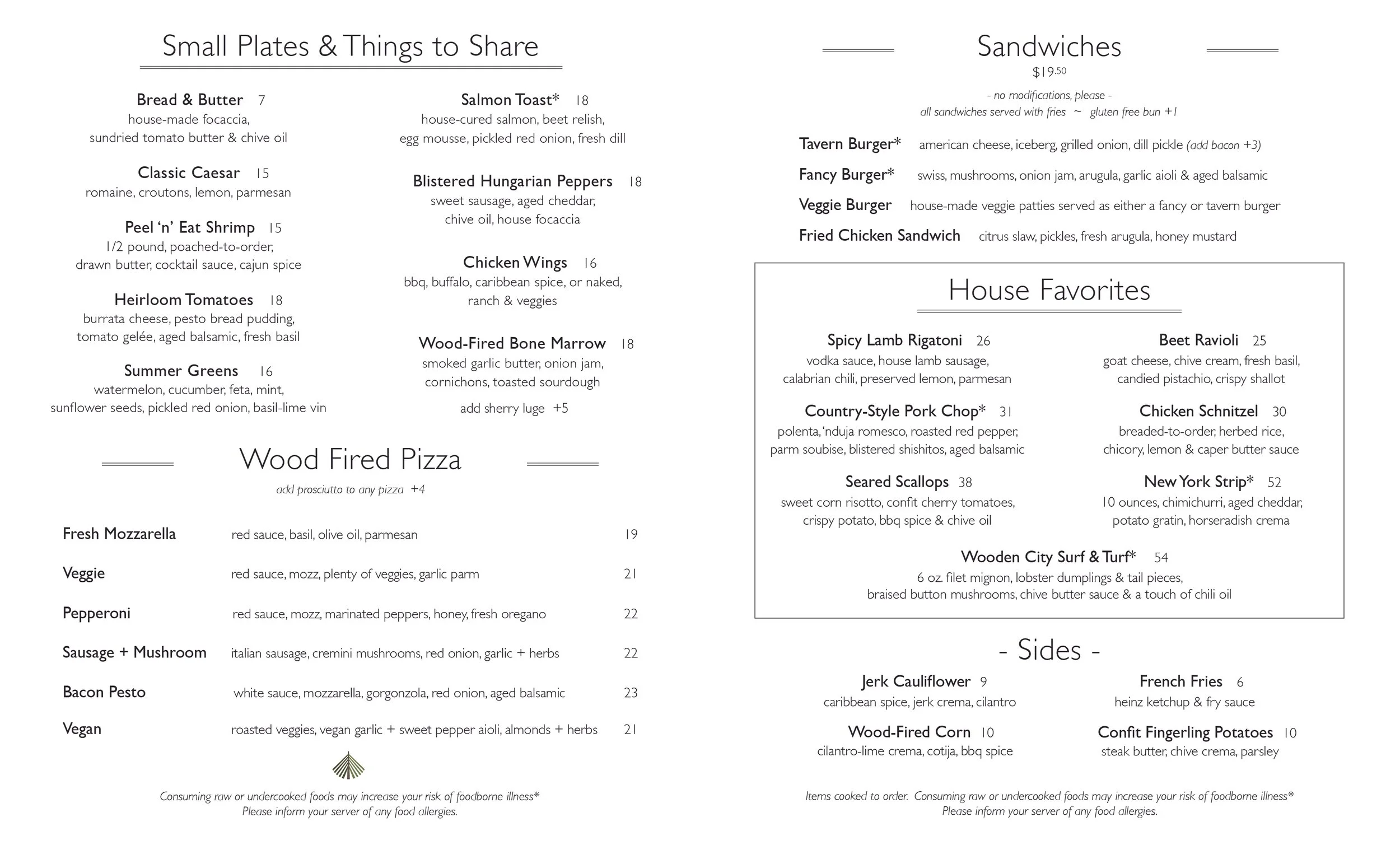 Menus — WOODEN CITY CHATTANOOGA