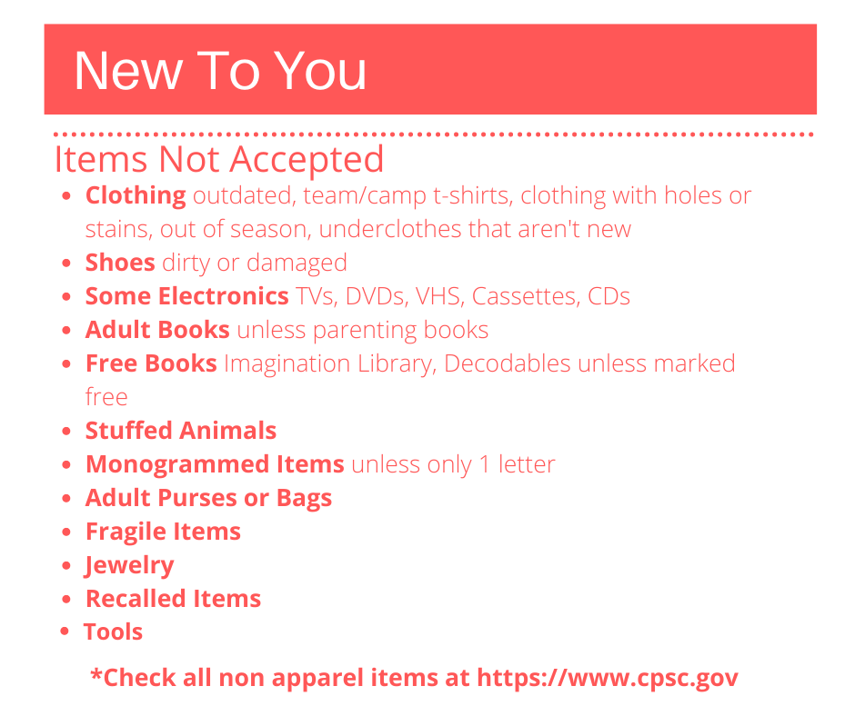 Items Accepted/Not Accepted — New To You Consignment Sale