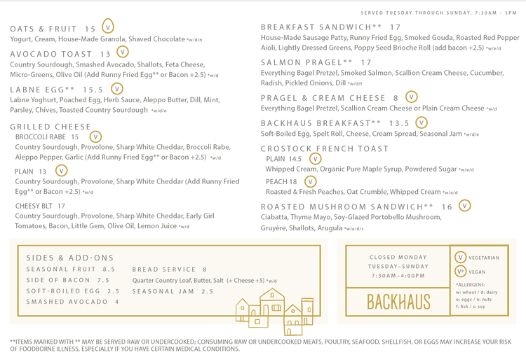 MENU — Backhaus