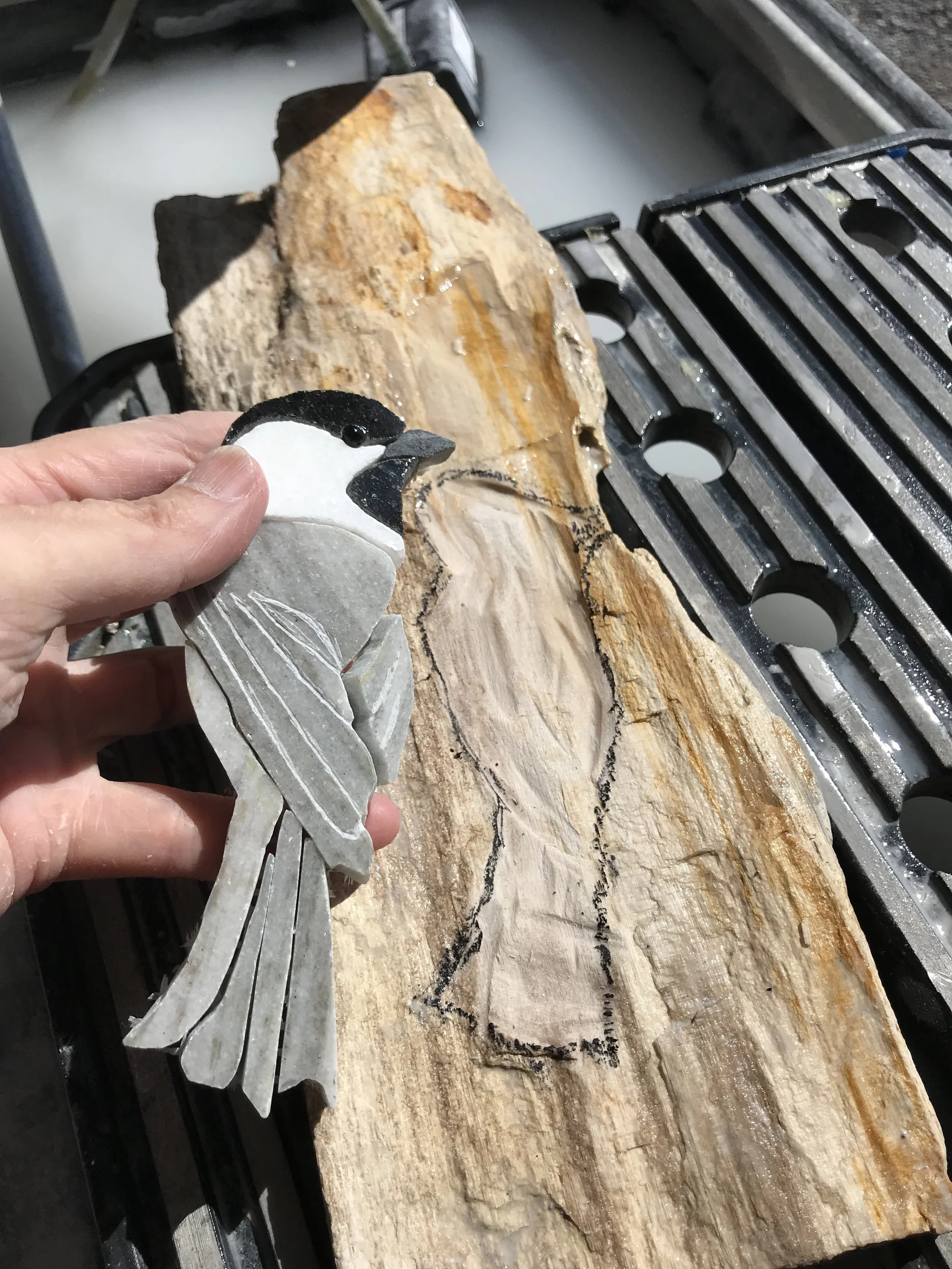 Chickadee Art | Bird Stone Mosaic | Chickadee in a Tree — Rizzo Custom ...