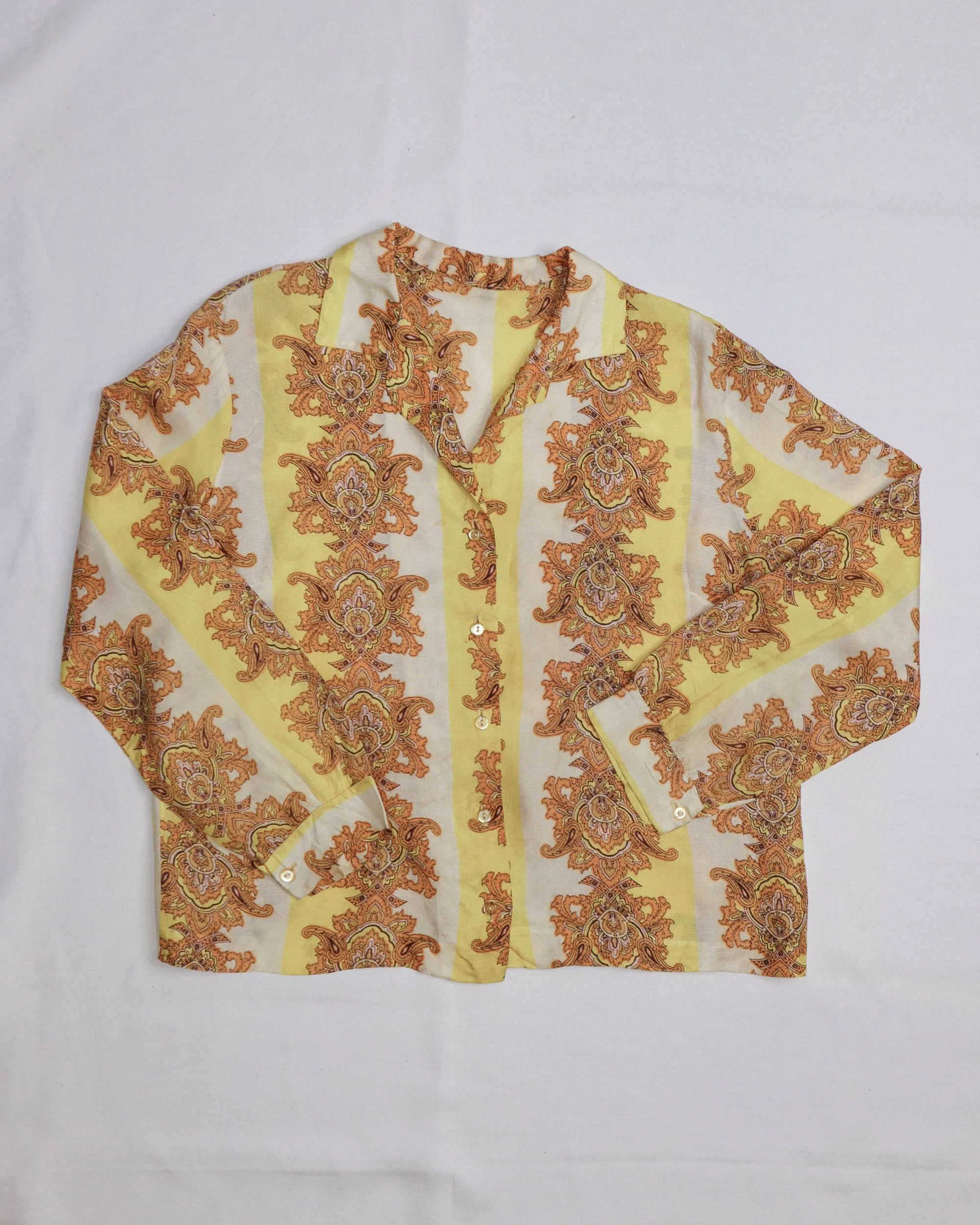 1970s groovy paisley pattern cropped shirt — Standing Ovation