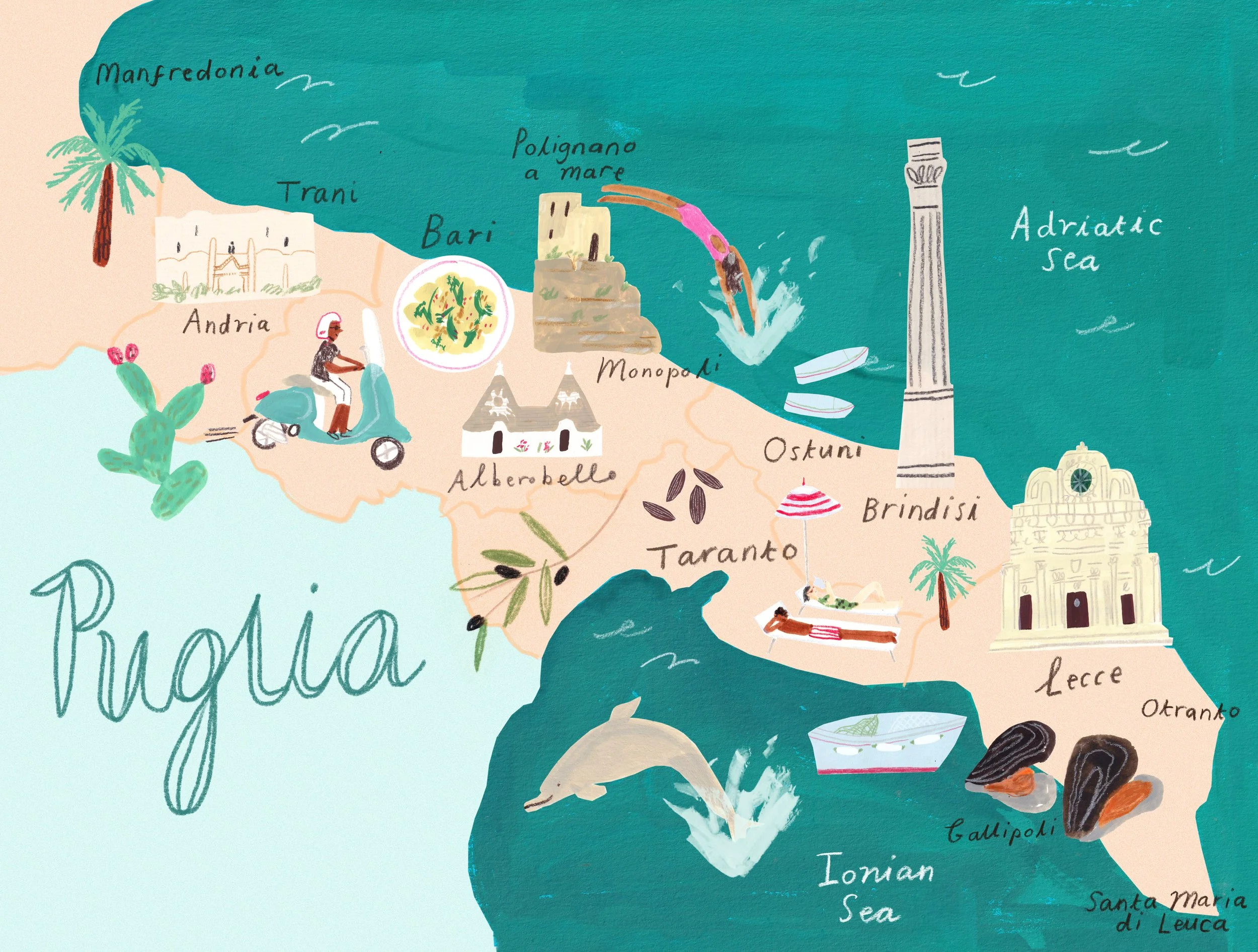 Illustrated Map of Puglia — Lucia Vinti Illustration