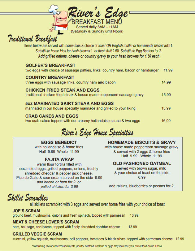 Breakfast Menu — The River’s Edge
