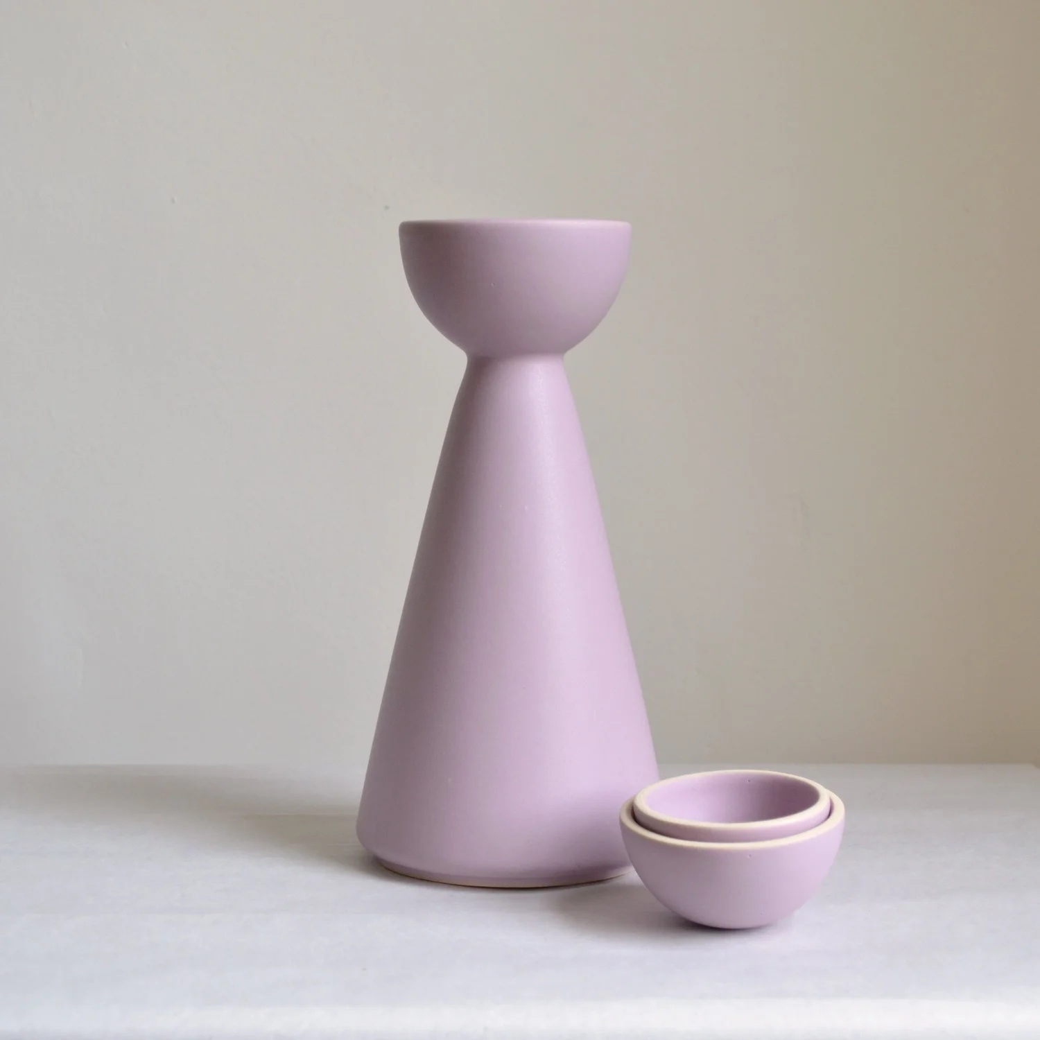 Handmade ceramic colorful carafe and cup. Bold color and shape inspired ...