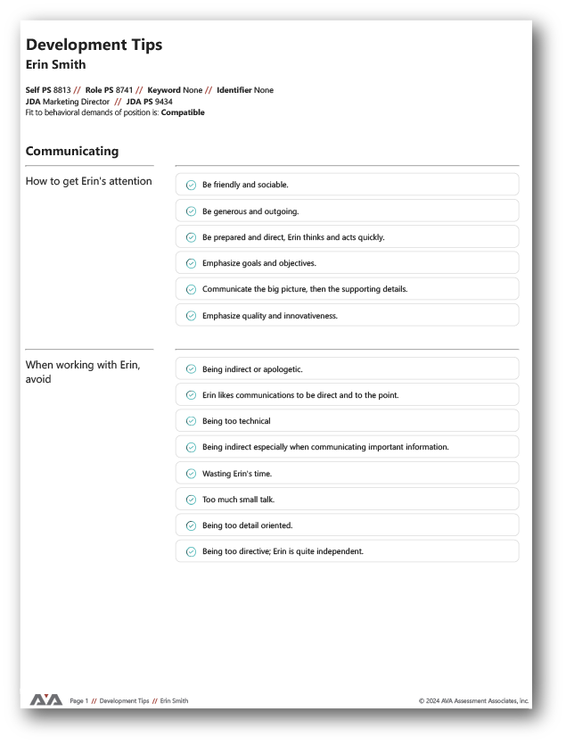 AVA Behavioral Assessment — AVA Assessment
