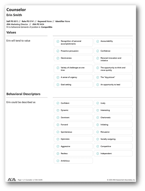 AVA Behavioral Assessment — AVA Assessment