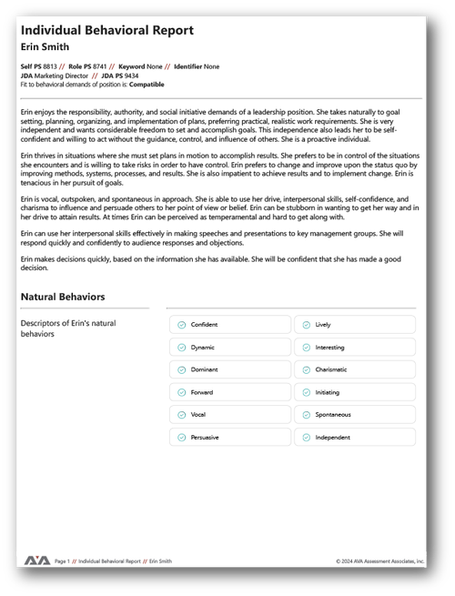 AVA Behavioral Assessment — AVA Assessment