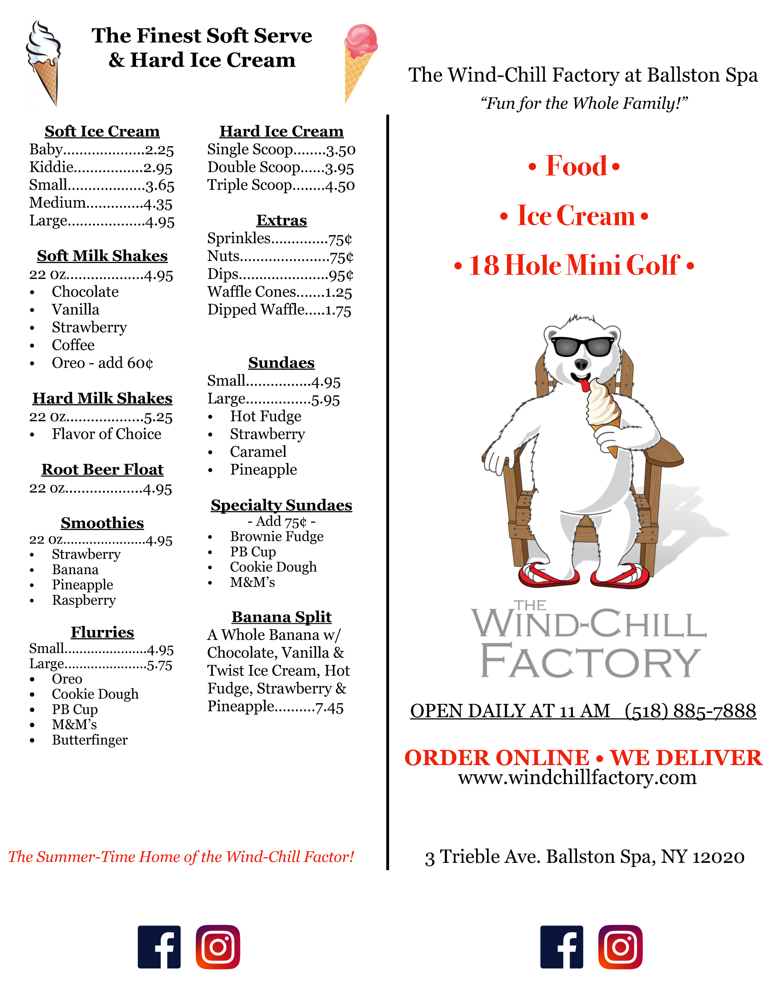 Menu 1 — Wind Chill Factory