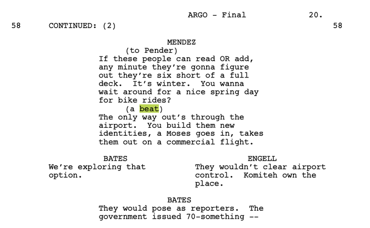 What Does a Beat Mean in a Script?