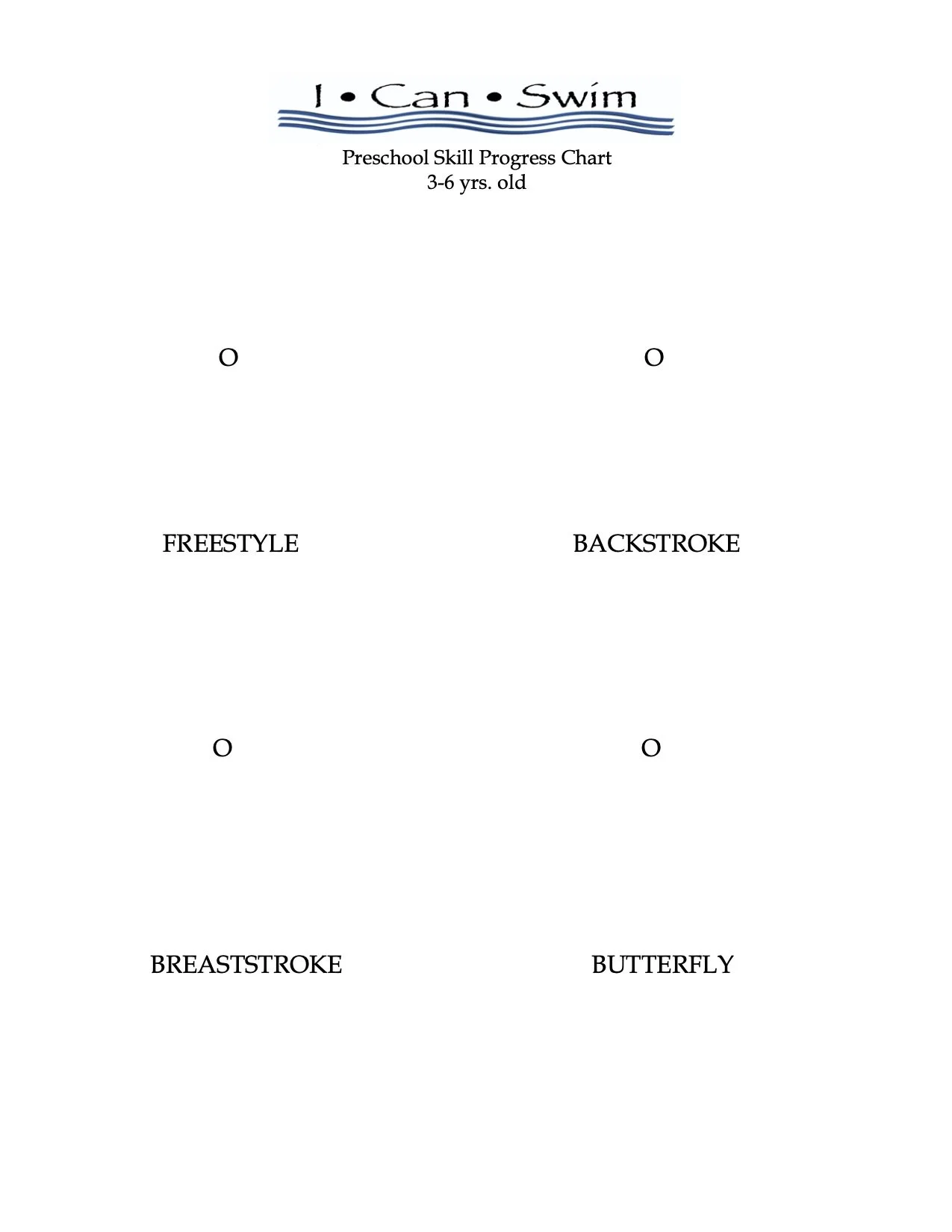 Preschool Skill Progress Chart — Calm Waters Aquatics
