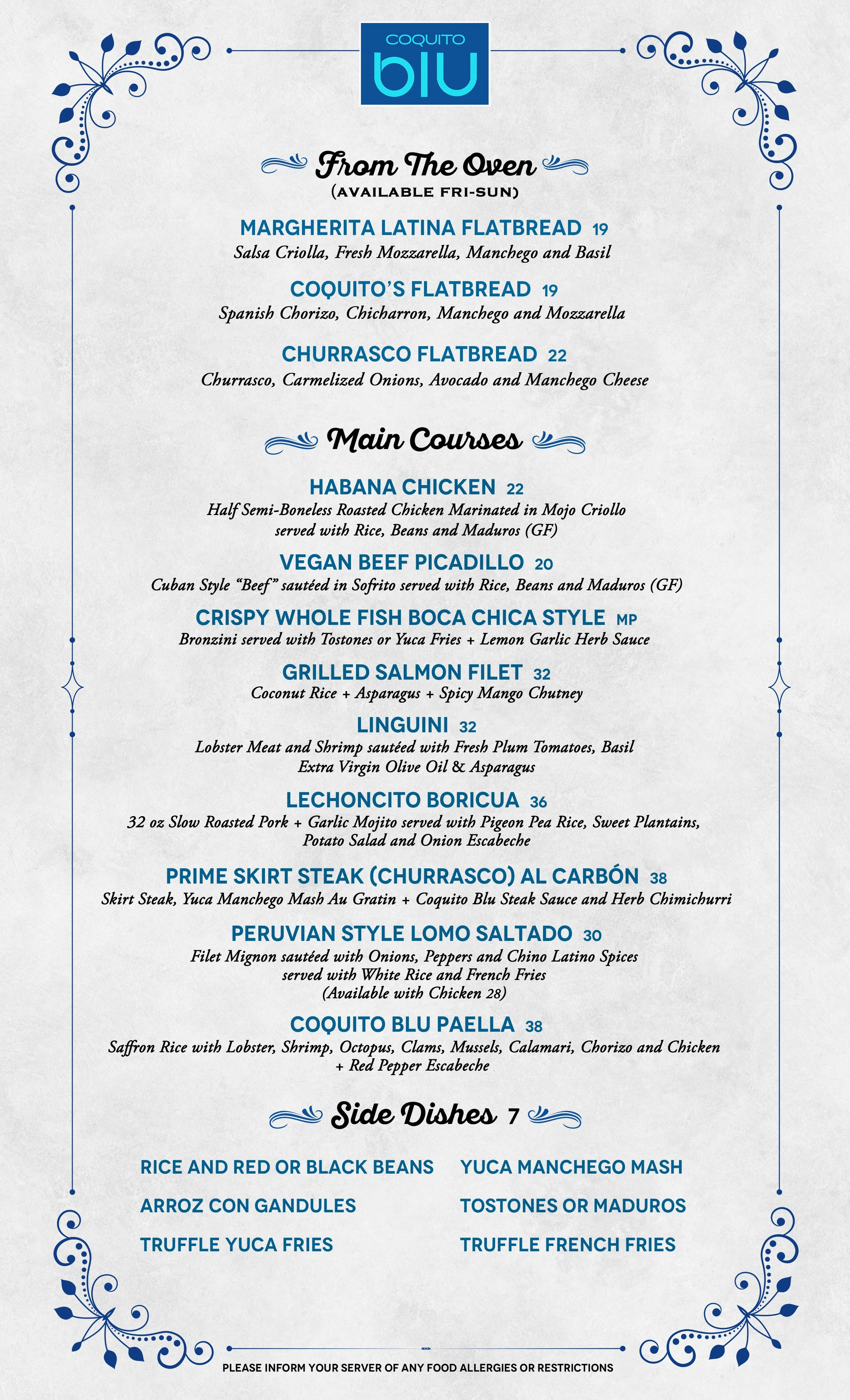 Menu — Coquito Blu