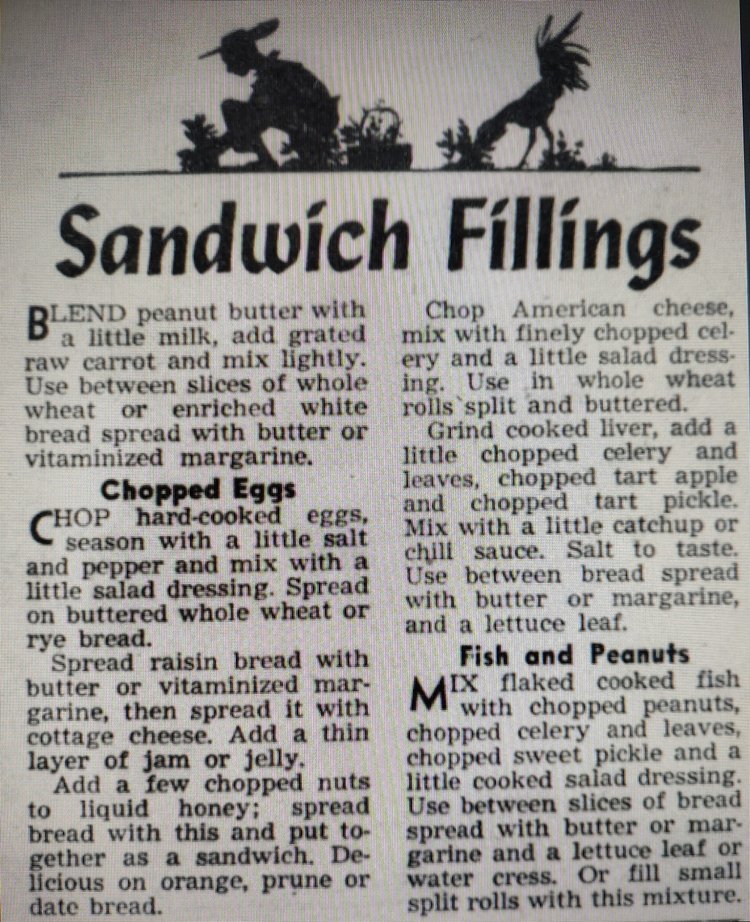 1940s Wartime-Era Sandwich Fillings — Wartime Wisdom for Modern Homemakers