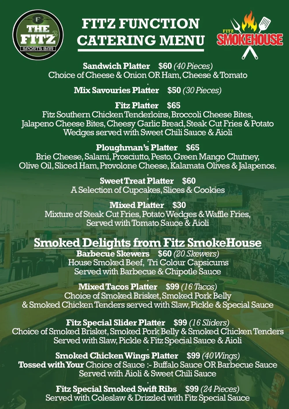 Menu — The Fitz2 Sports Bar