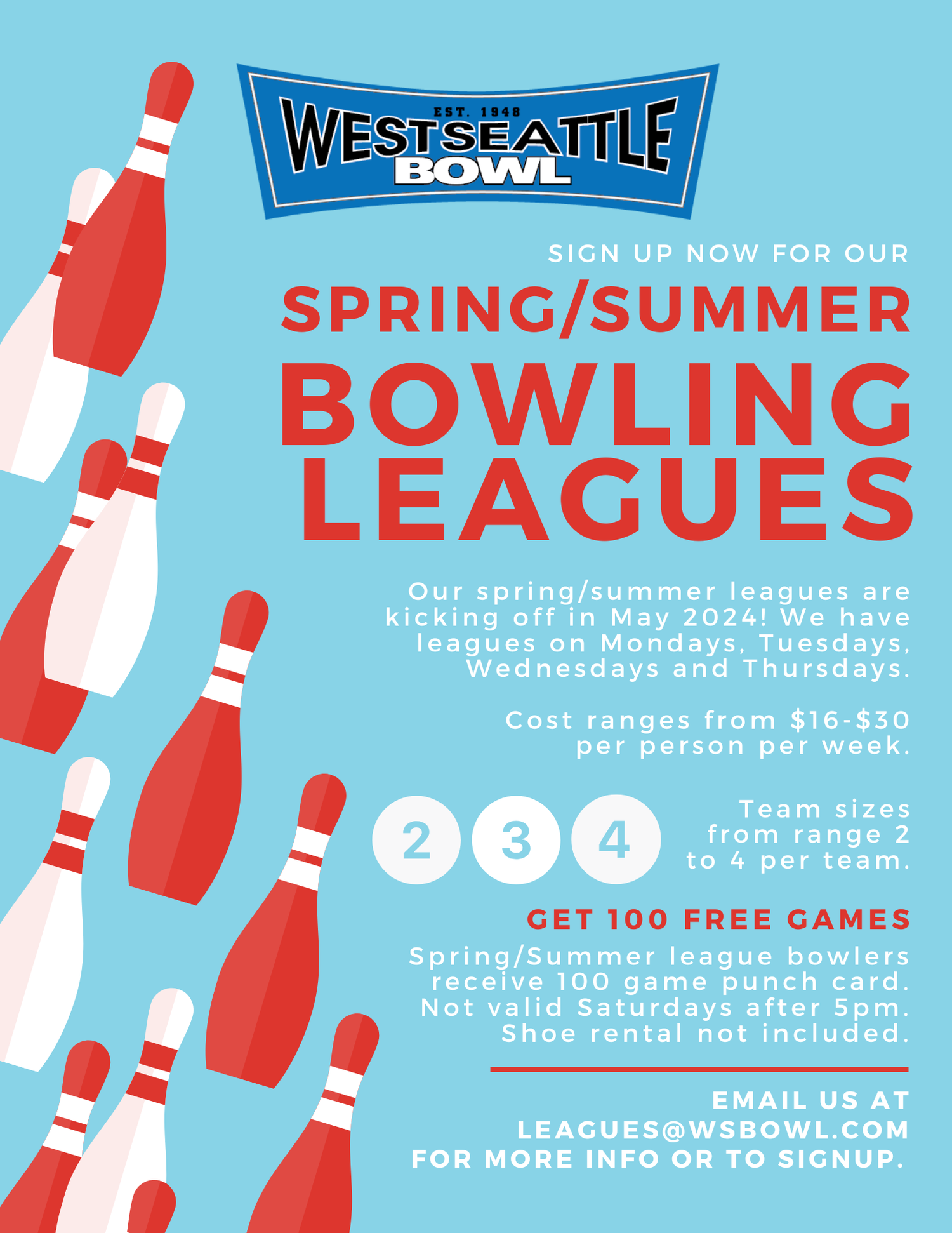 Spring and Summer Leagues 2024 — West Seattle Bowl