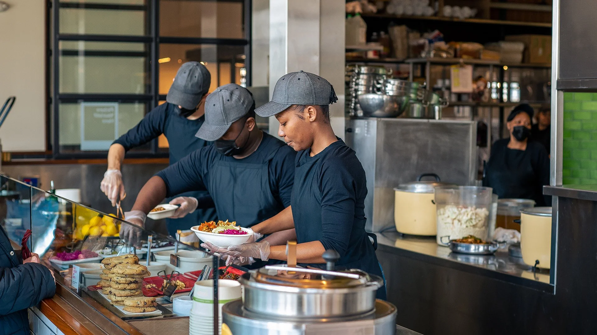 People Serving Food
