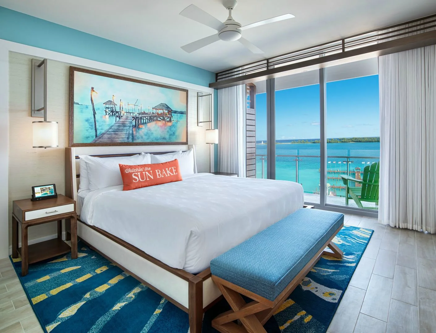 -Custom Hospitality Bed with Nightstands and Bench Seating — Wharton Hunt
