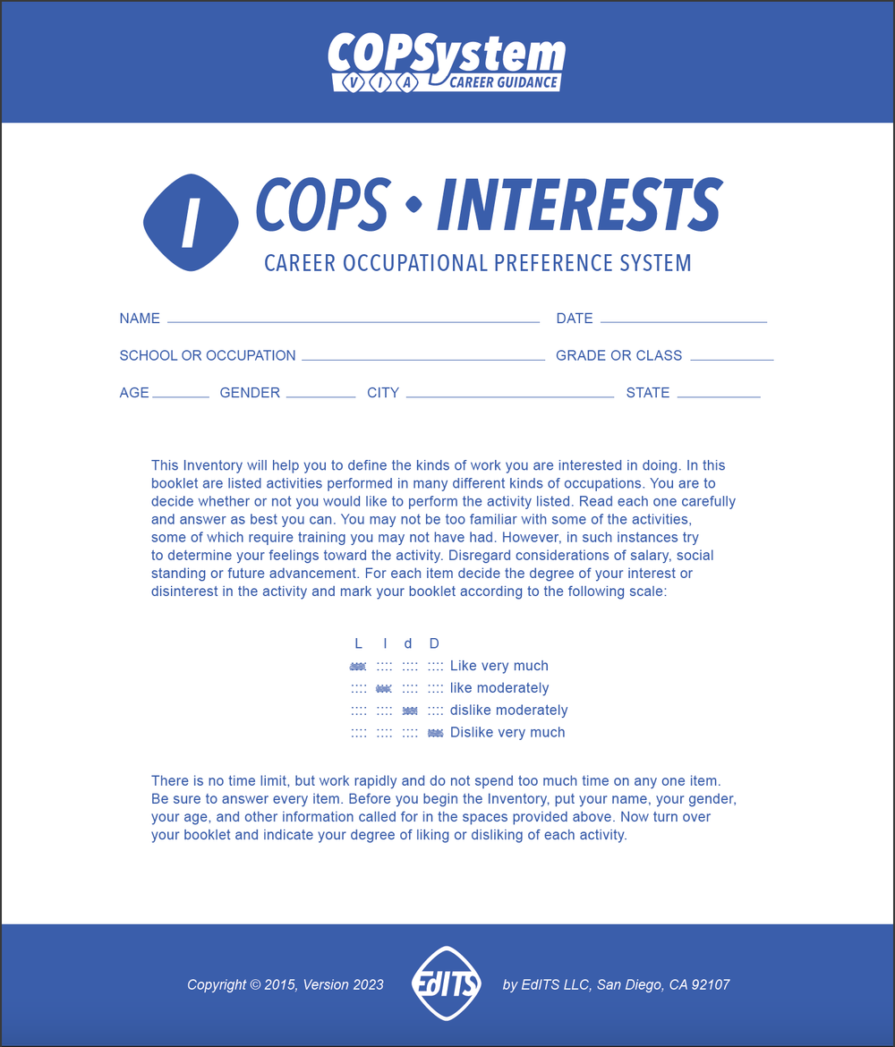 Self-Scoring COPSystem - VIA Paper Version — EdITS: Career Guidance and ...