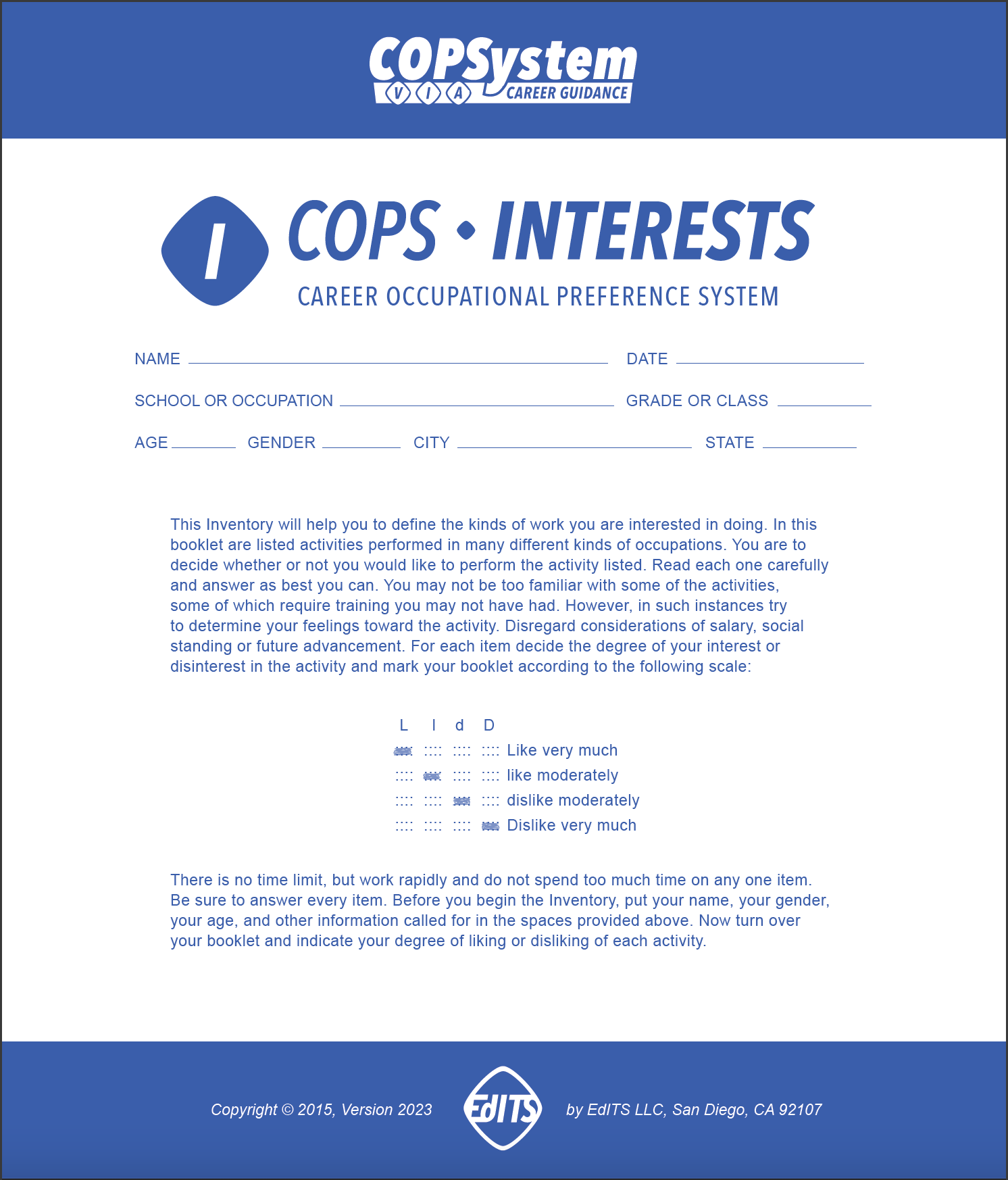 Self-Scoring COPSystem - VIA Paper Version — EdITS: Career Guidance and ...