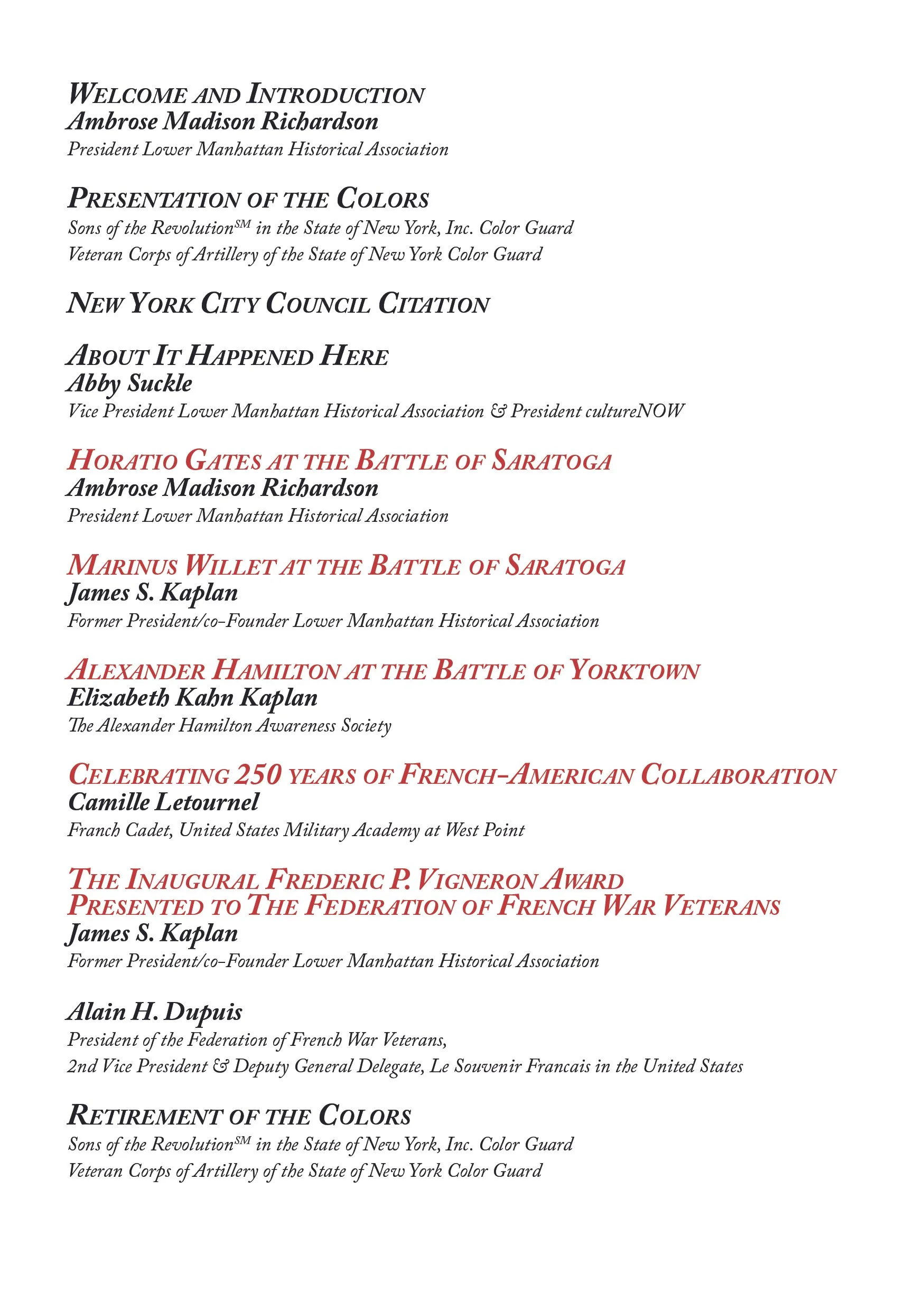 Saratoga Yorktown Celebration — LOWER MANHATTAN HISTORICAL ASSOCIATION