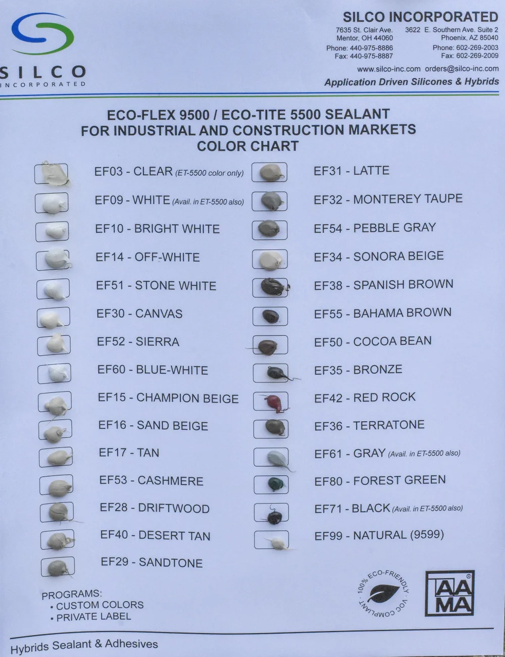 Color Charts — Silco