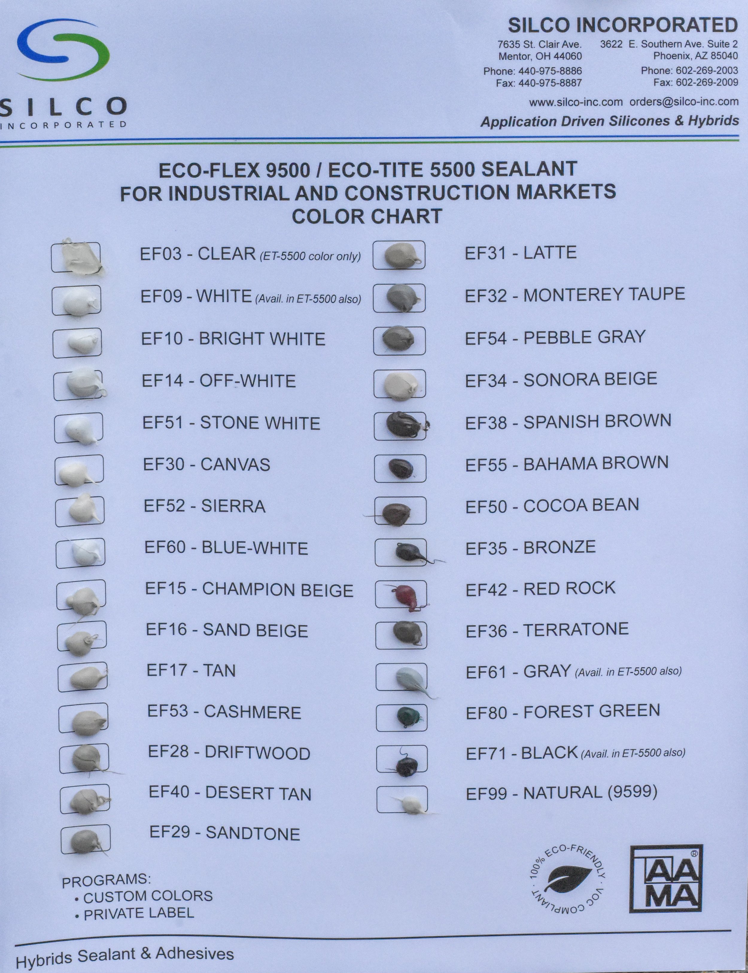 Color Charts — Silco