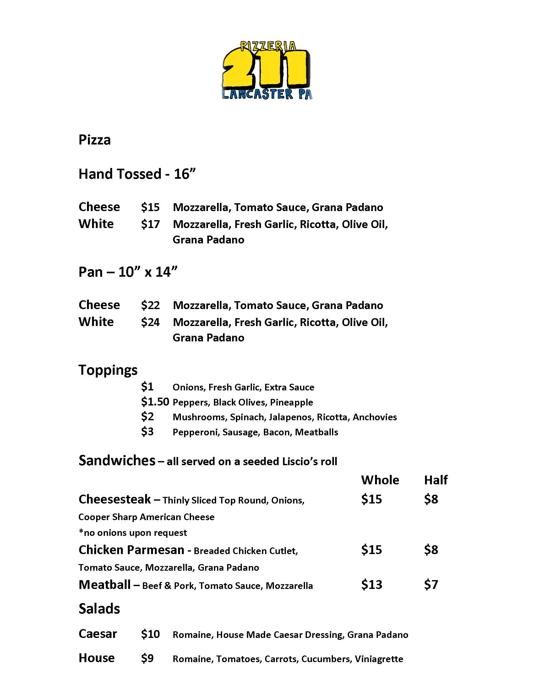 Menus — Southern Market - Lancaster City
