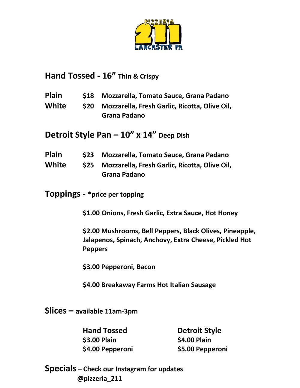 Pizzeria 211 — Southern Market - Lancaster City