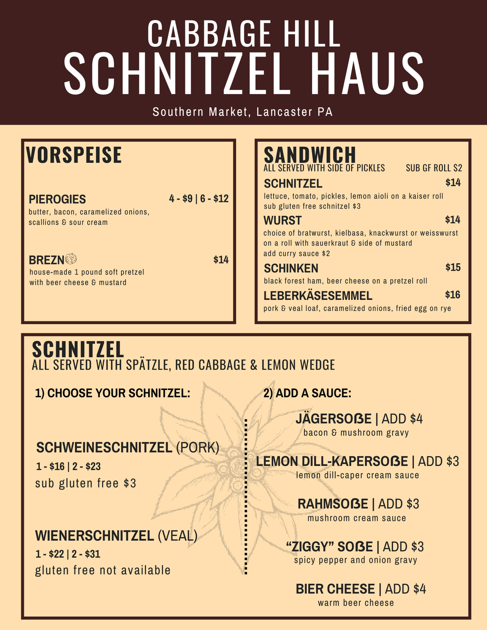 Cabbage Hill Schnitzel Haus — Southern Market - Lancaster City