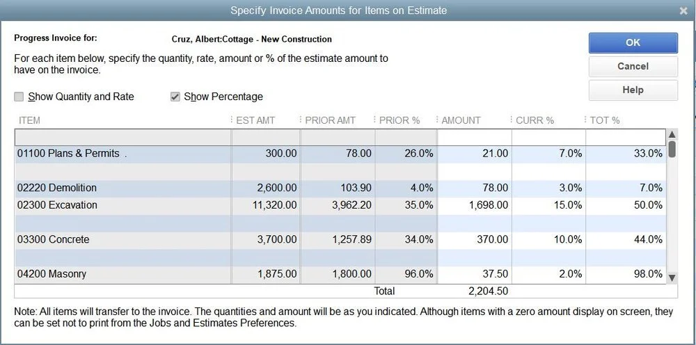 Progress Invoicing in QuickBooks — HELM Construction Solutions