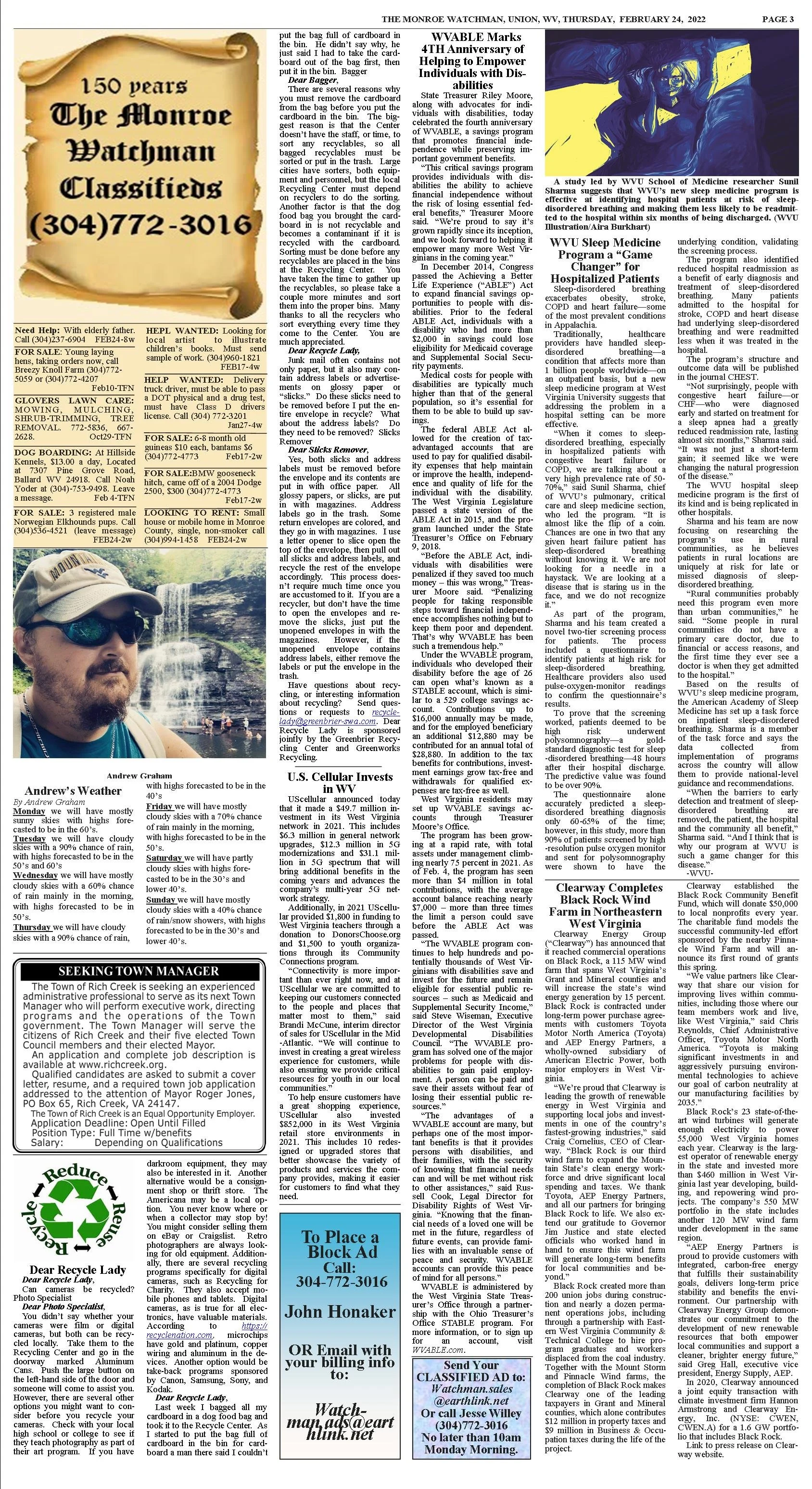 Classes — The Monroe Watchman Newspaper