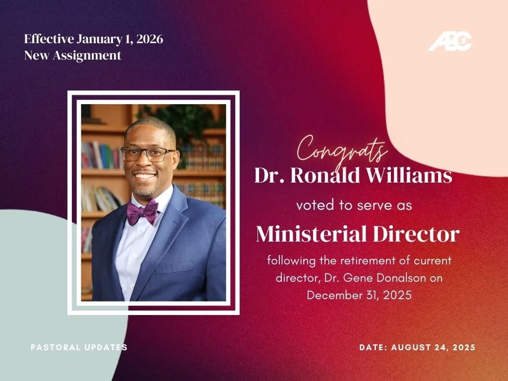 Dr. Ron Williams to Succeed Dr. Gene Donaldson as Ministerial Director ...