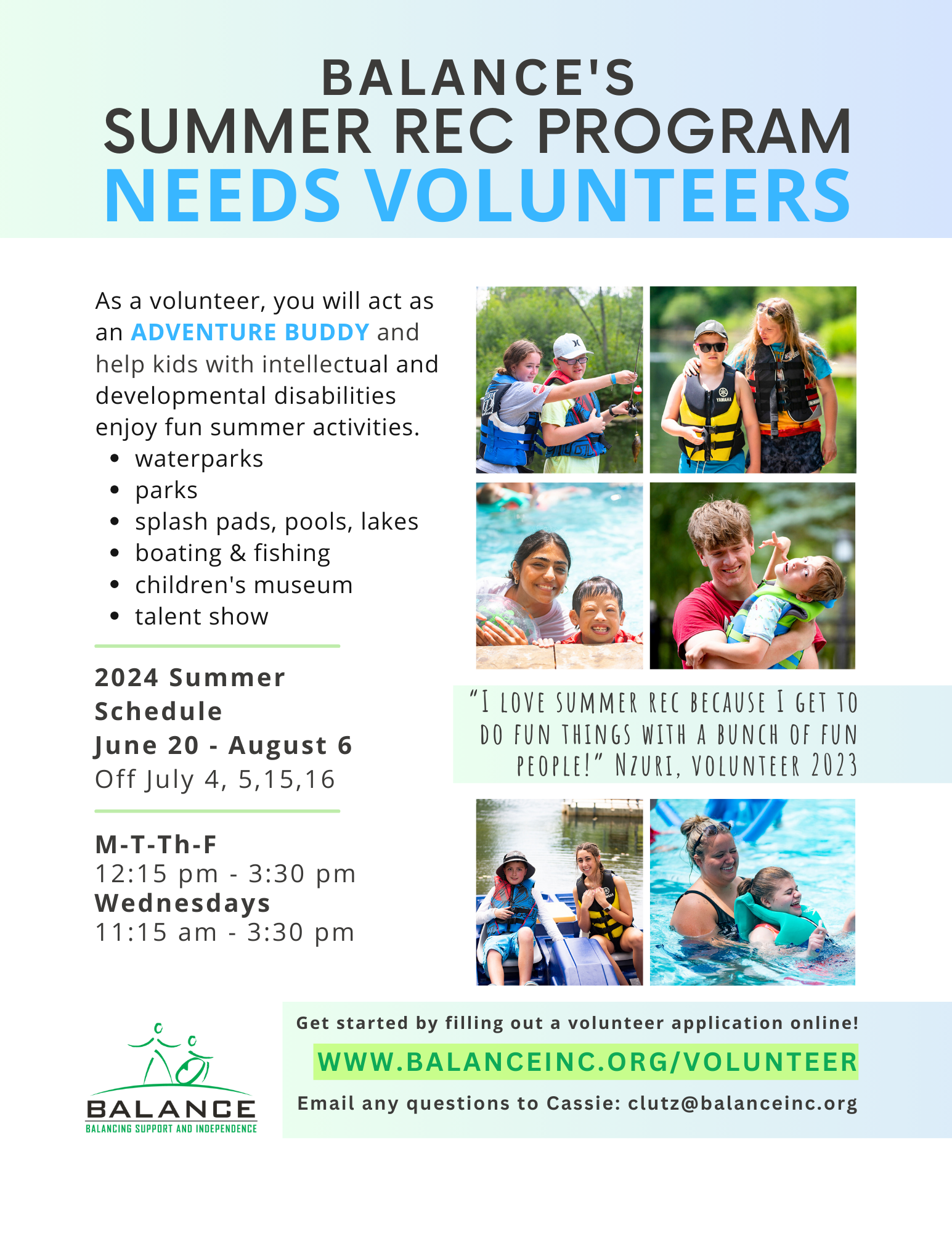 Fun Summer Volunteer Opportunity in Grafton! — Balance - Supporting ...