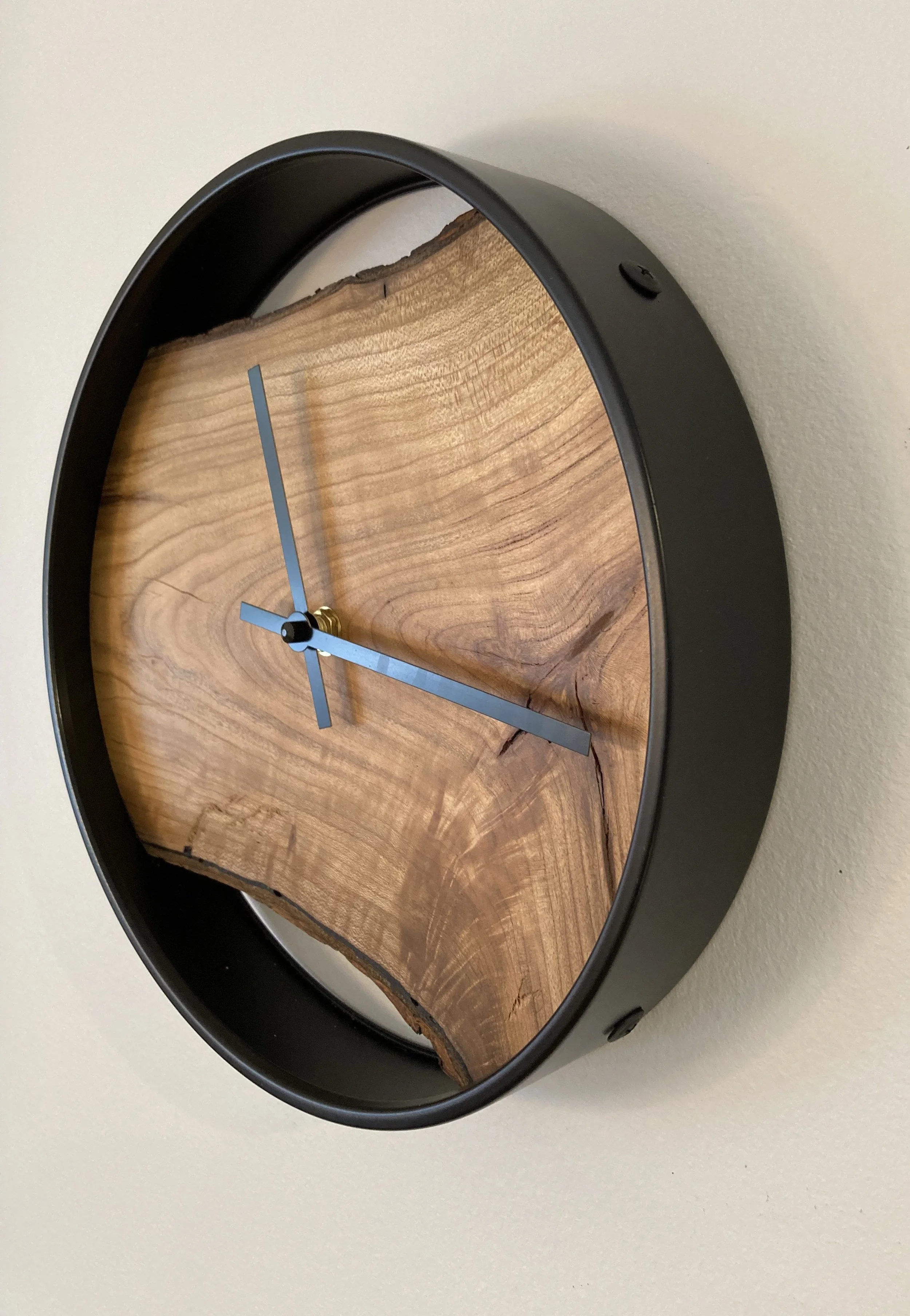 figured live edge clock measuring 24 inches — Bristlecone Designworks