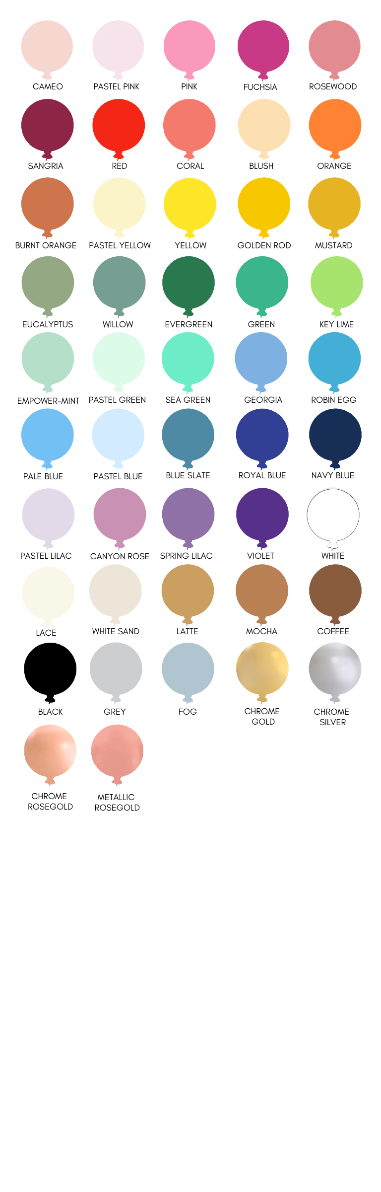 Color Chart — Believe in Dream Creations