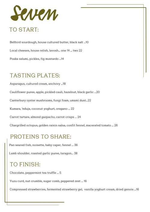 Menu — SEVEN DINING