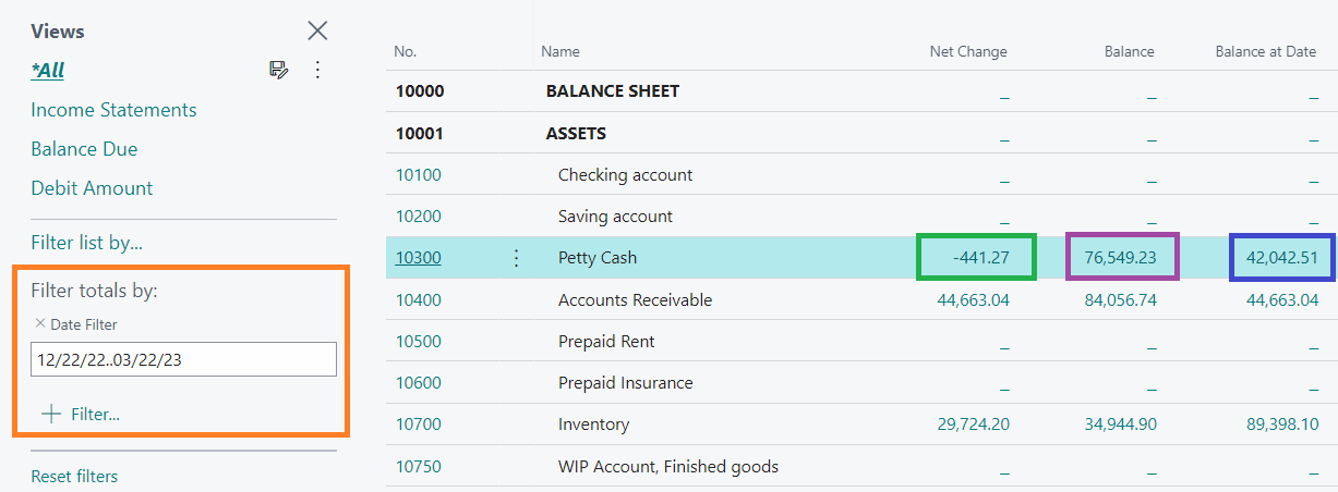 Business Central feature spotlight: “Filter totals by” in the Chart of ...