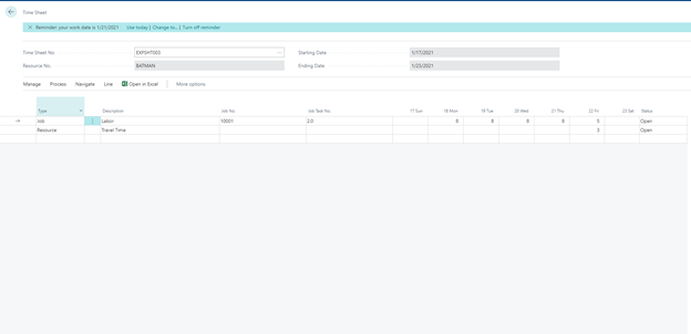 Tracking resources in Dynamics 365 Business Central using time sheets ...