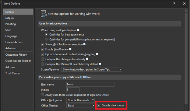 How to keep Microsoft Word documents white in dark mode — Syvantis ...