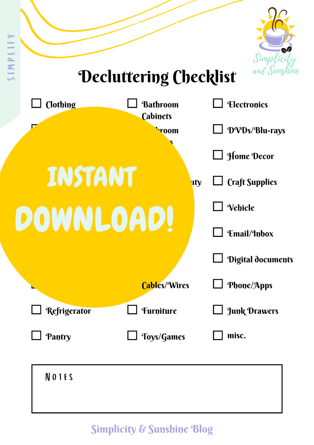 FREE Printable Decluttering Checklist PDF to Tackle Your Clutter with ...