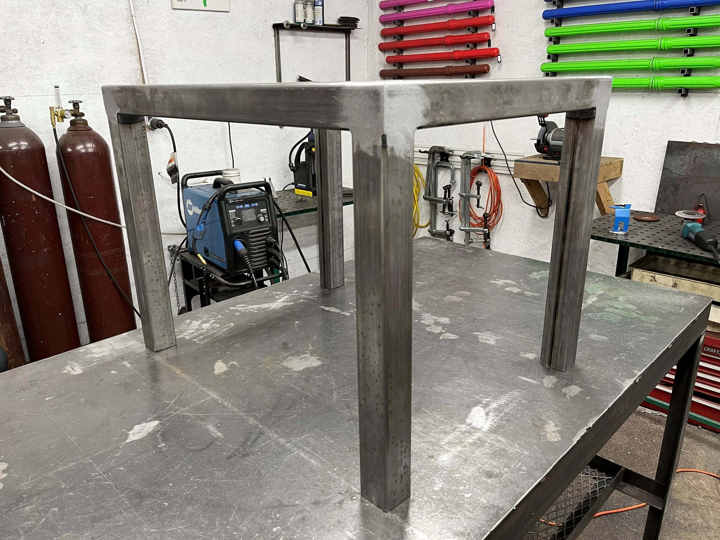 Industrial Style Steel Cantilever Table Base — Hamlin Welding & Fabricating