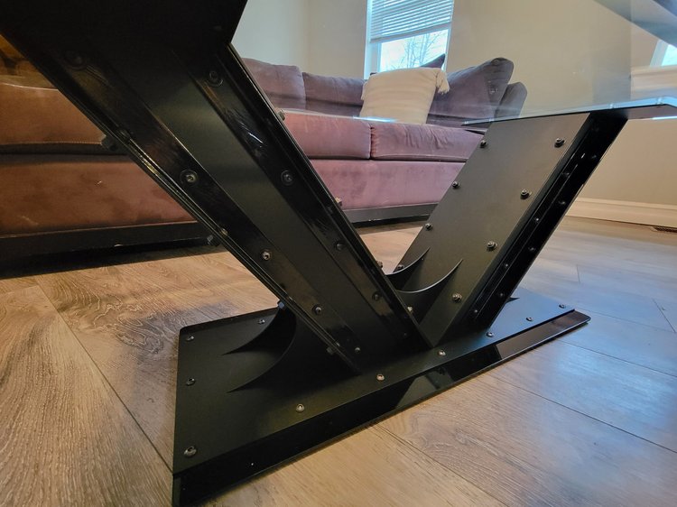 V Shape Industrial I-Beam Style Steel Table Base — Hamlin Welding ...