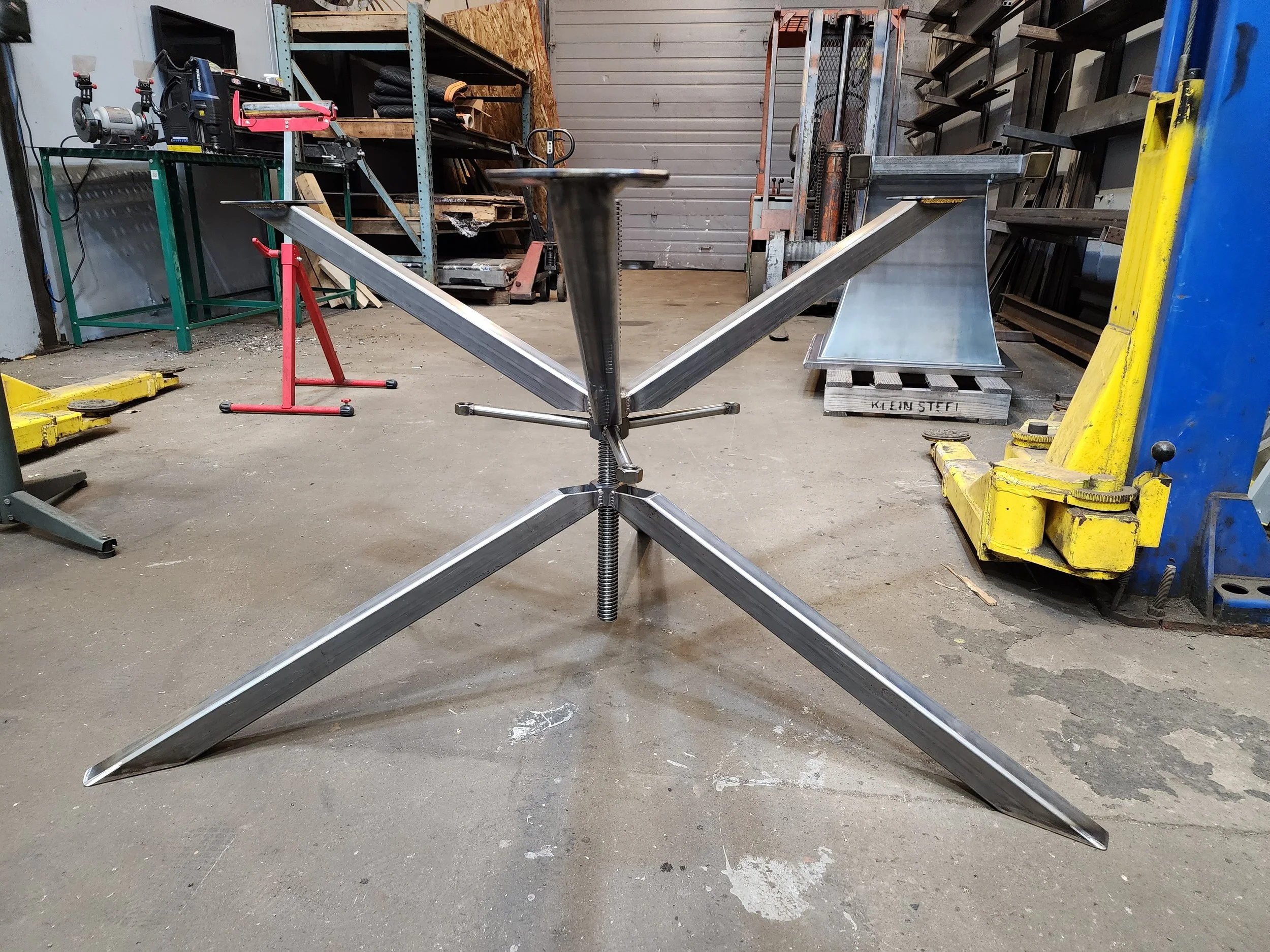 Industrial Style Steel Cantilever Table Base — Hamlin Welding & Fabricating