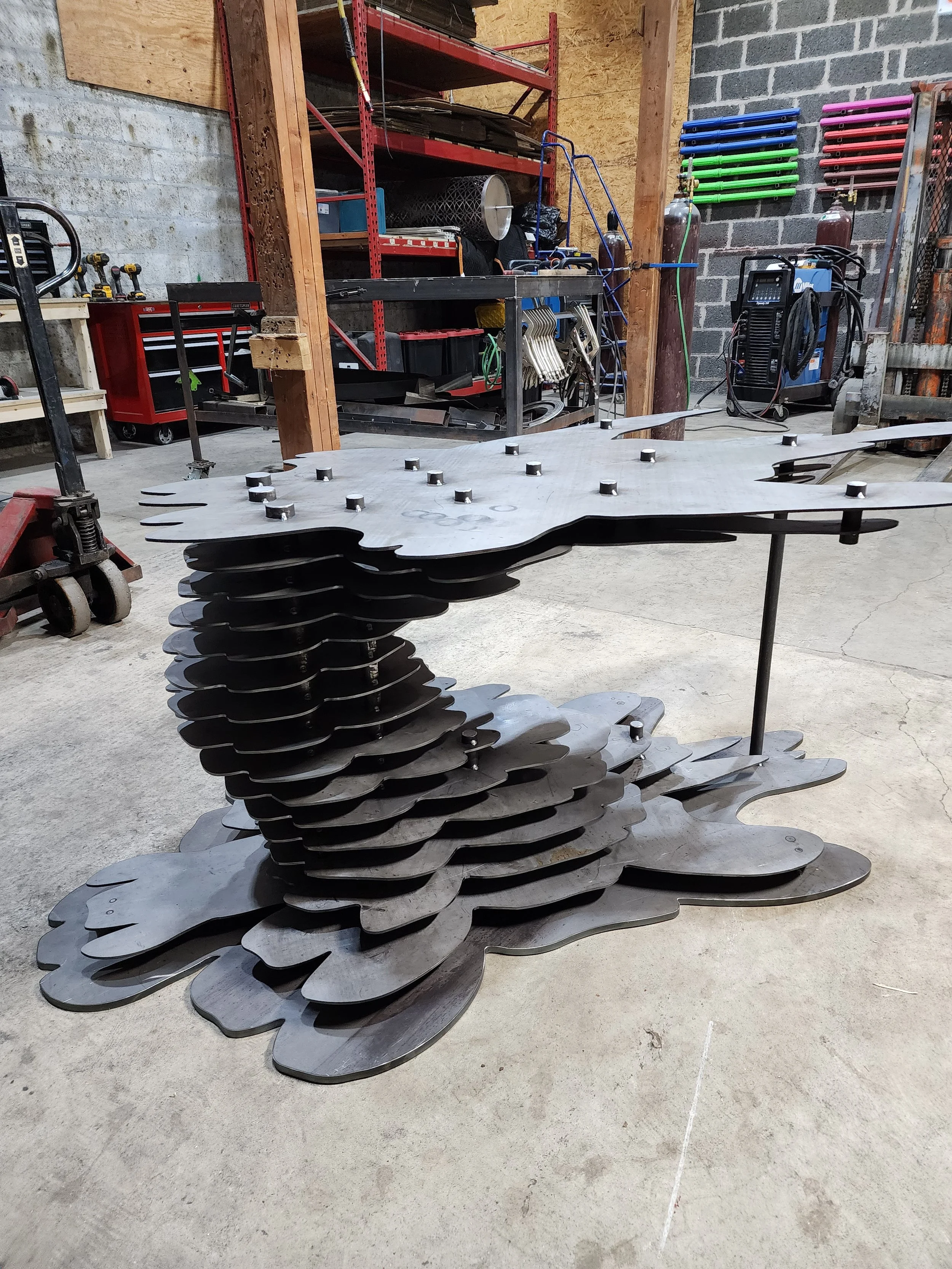 Industrial Style Steel Cantilever Table Base — Hamlin Welding & Fabricating